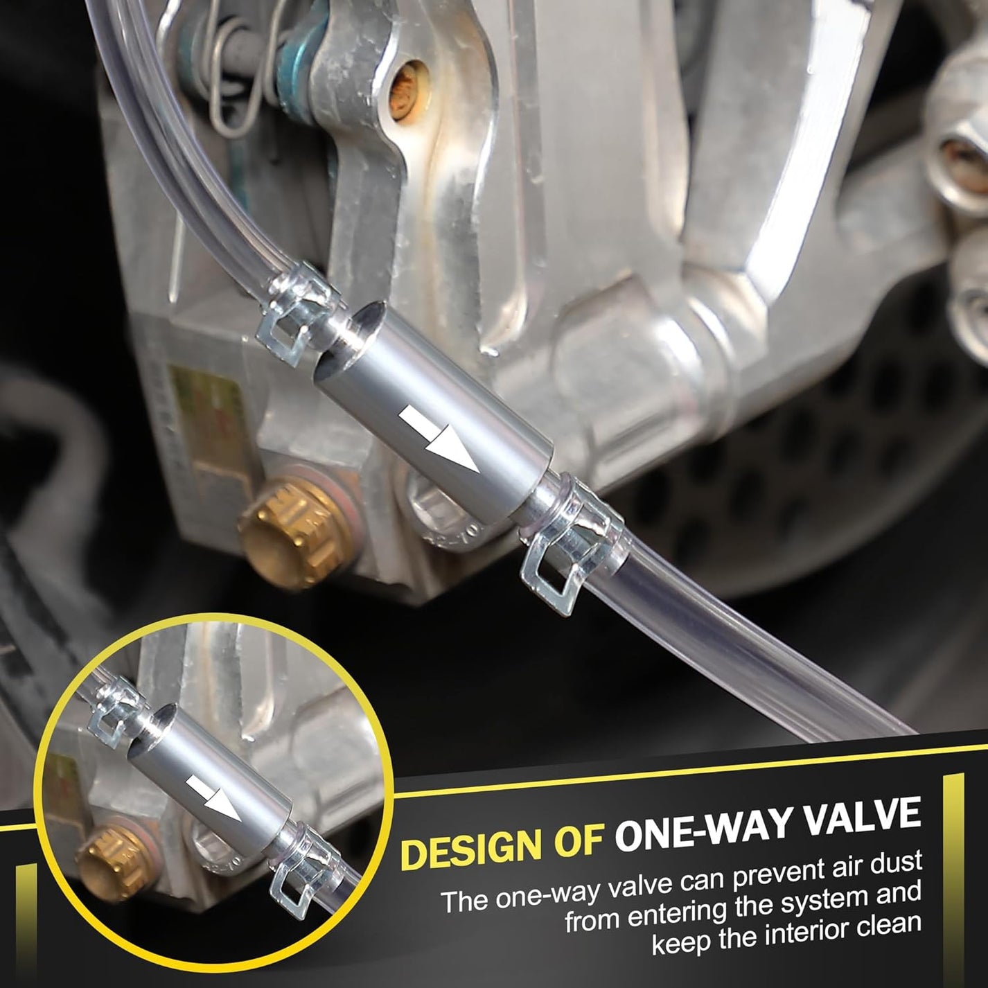 💥Brake Bleeder Hose - One Way Check Valve Tube Bleeding Tool Kit For ...